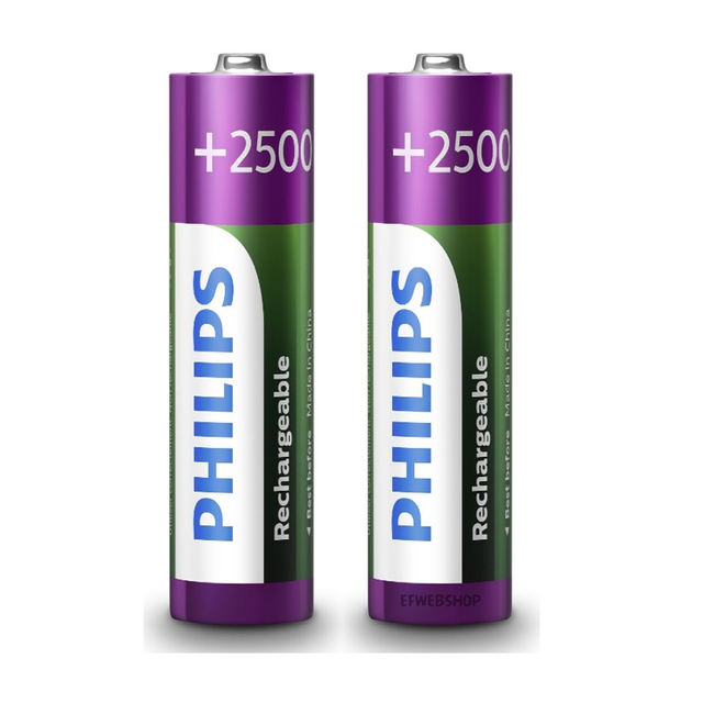 Pilha Recarregável Philips Aa 2500mAh Pequena com 4 Unidades Prontas ...