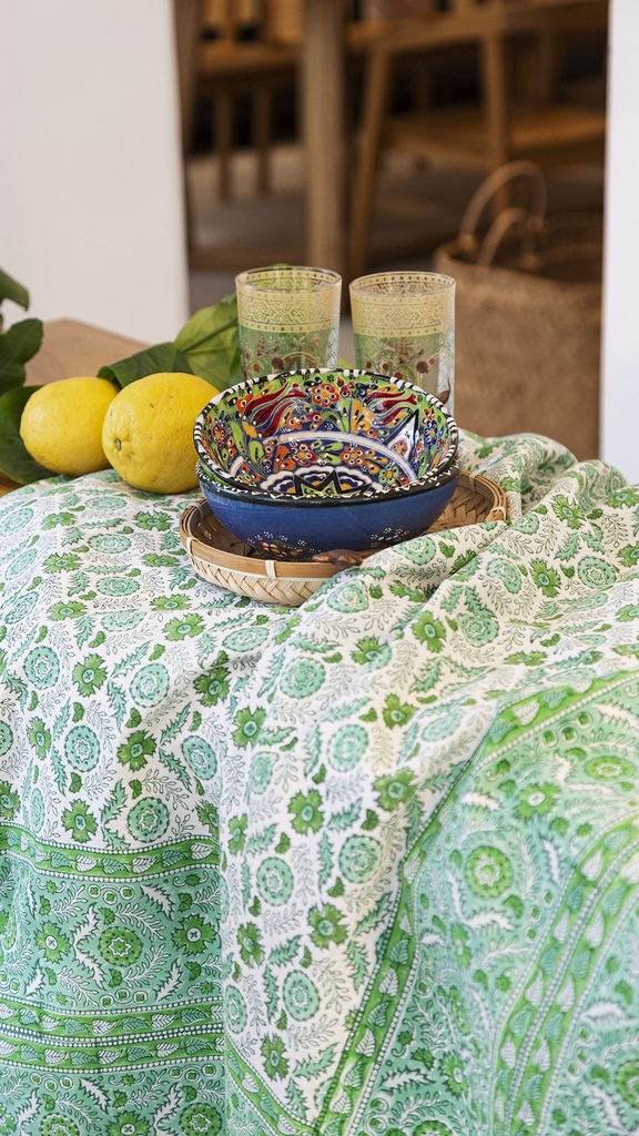 MANTEL INDIA "Green" - LINEA NETA DISEÑO INTERIOR