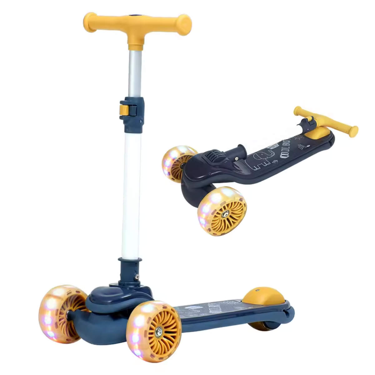 Monopatin Plegable Con Asiento Desmontable 3-8 Años Amarillo