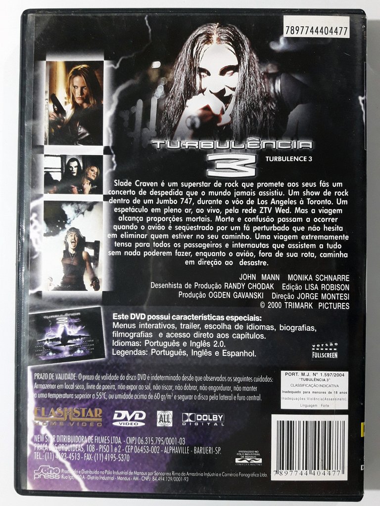 DVD Turbulência 3 Original Turbulence Heavy Metal O Terror Nas Alturas