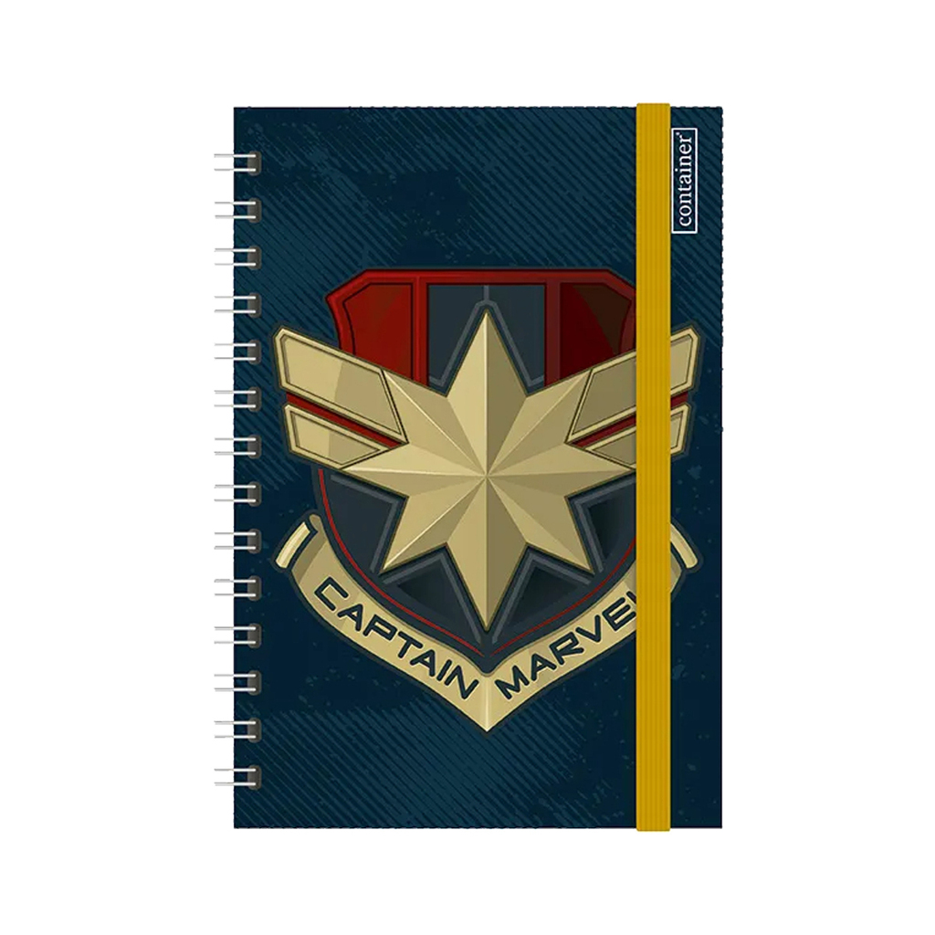 Caderno Capitã Marvel Bullet Journal com Elástico 80 Folhas Container