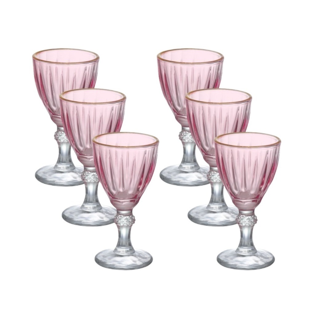 Taças Para Licor De Vidro Dominic Rosa Com Borda Dourada 55ml 6 Peças ...