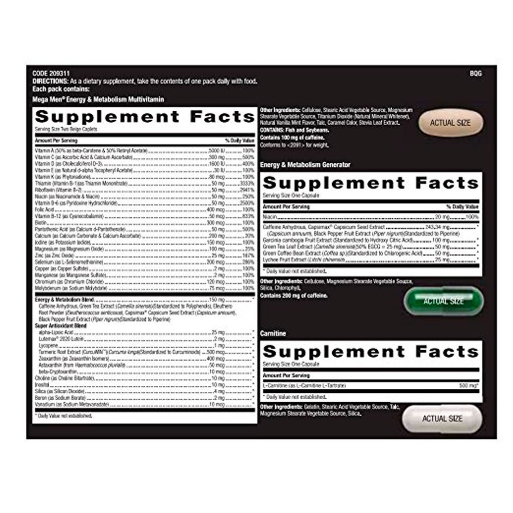 Multivitaminico GNC Mega Men Homem 50+ Energy & Metabolism 180 comprimidos