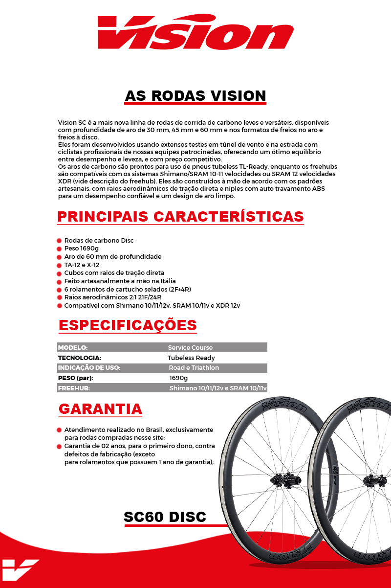 VISION SC60 DISC - RODAS CARBONO - Cervélo Brasil