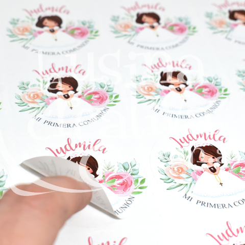 1 Plancha de stickers circulares de 6cm