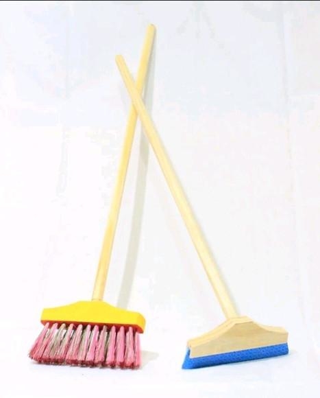 Vassoura e rodo infantil kit com 2 pçs em madeira