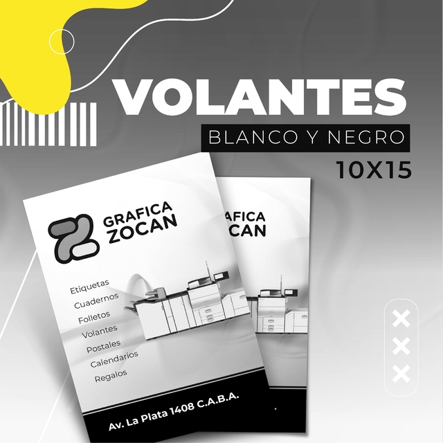 volantes 10 x 15 cm blanco y negro - Zocan Imprenta