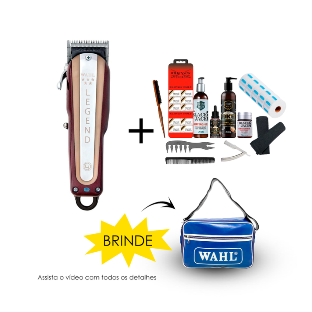 kit de barbeiro legend mais acessórios e brinde mais barato