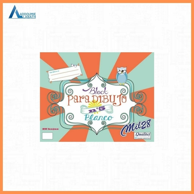 Block de Dibujo N°5 Blanco x20 hojas Mil28