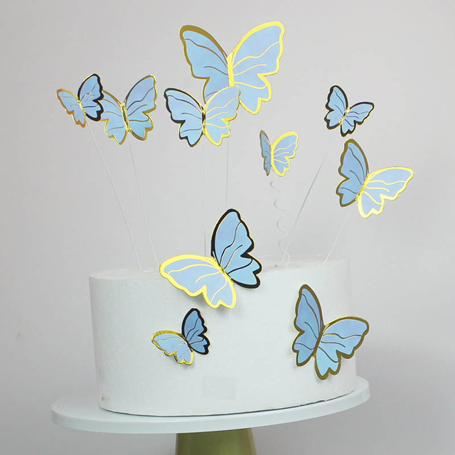 Topper Mariposas Borde Dorado PACK x 12