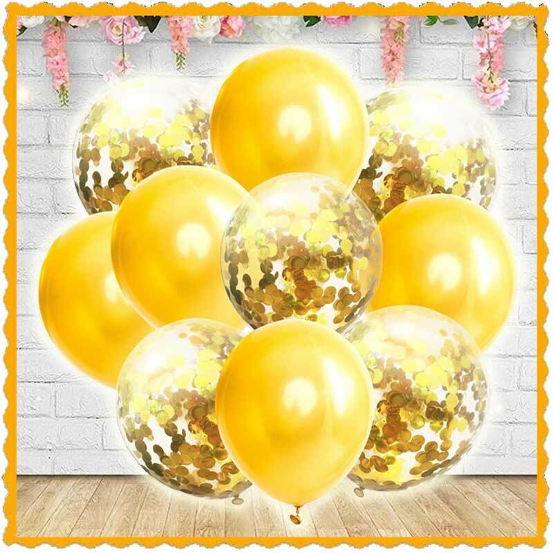 Set De Globos X10 Latex Y Confetis