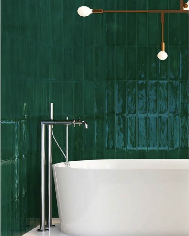 Azulejo Acuarela Iceland verde Ingles 7,7x30,5cm caja 1,17m2