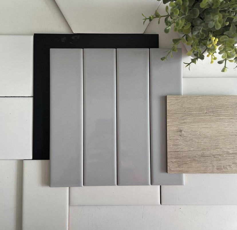 Azulejo Subway Finlandia Acuarela 5x20cm cinza gris brillante