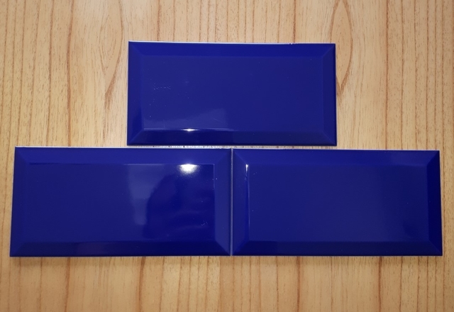 Azulejo Ceramica Española Subway 10x20cm Bisel AZUL BRILLANTE